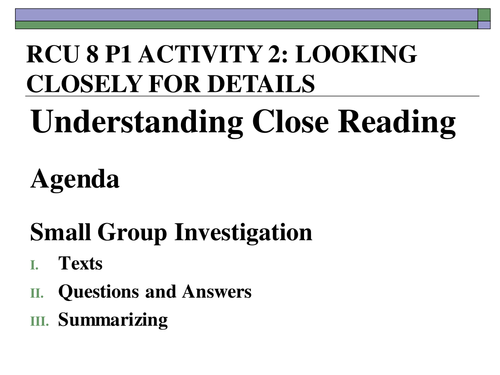 Understanding Close Reading 7 | Teaching Resources