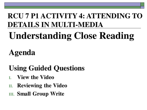 Understanding Close Reading 7 | Teaching Resources