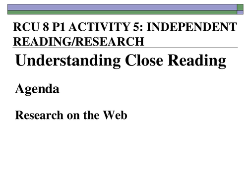 Understanding Close Reading 8 | Teaching Resources
