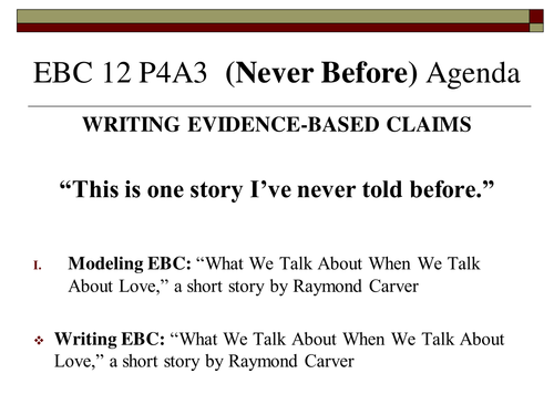 Evidence-Based Claims ELA/Literacy Units Gr 12 | Teaching Resources