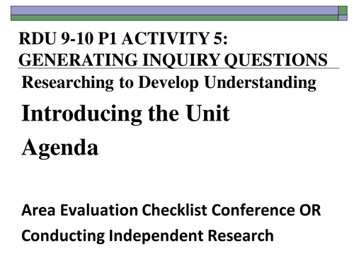 Research Development Unit 9-10 | Teaching Resources