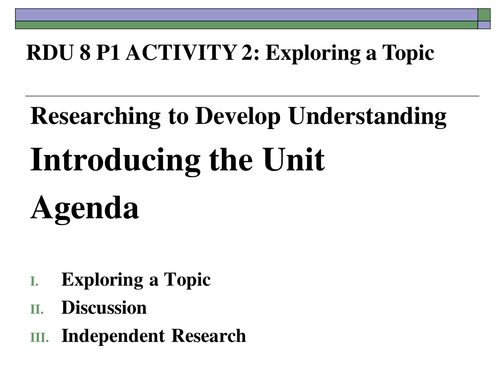 Research Development Unit Grade 8 | Teaching Resources