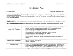 Grade 7 Math / SEL Integrated Lessons | Teaching Resources