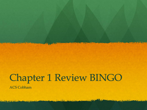 Big Ideas Math - Green Book - Chapter 1 BINGO | Teaching Resources