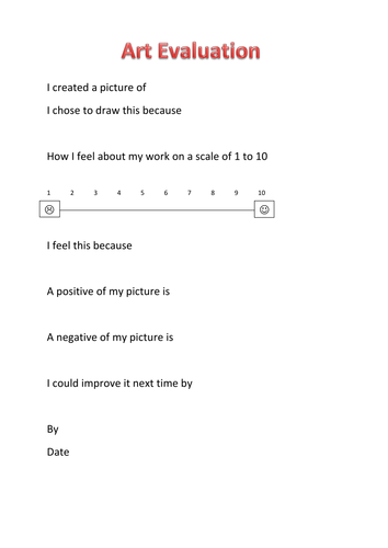 Student Art Self-evaluation | Teaching Resources