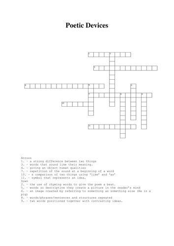 Poetic devices revision | Teaching Resources Poetic devices revision | Teaching Resources