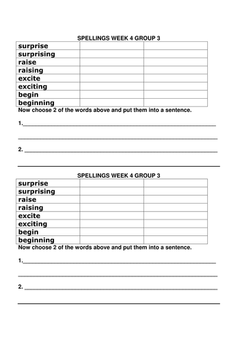Spelling lists | Teaching Resources