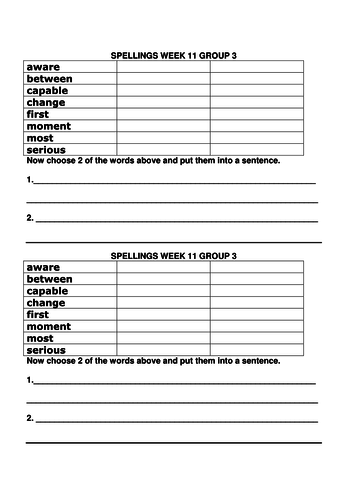 Three weeks of spelling words | Teaching Resources