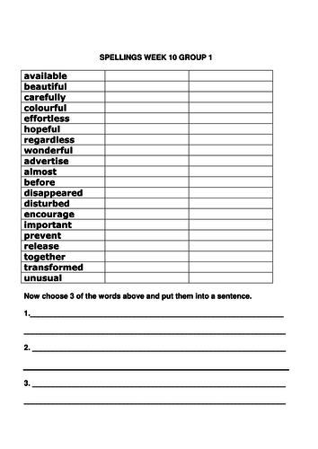 Three weeks of spelling words | Teaching Resources