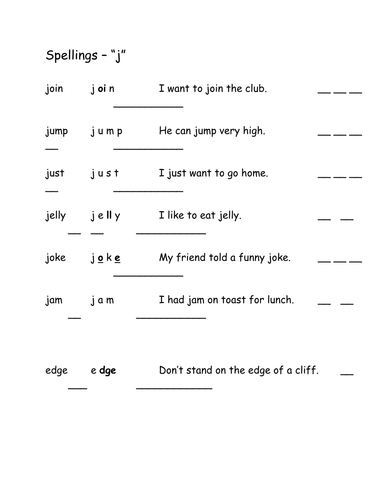J spellings | Teaching Resources