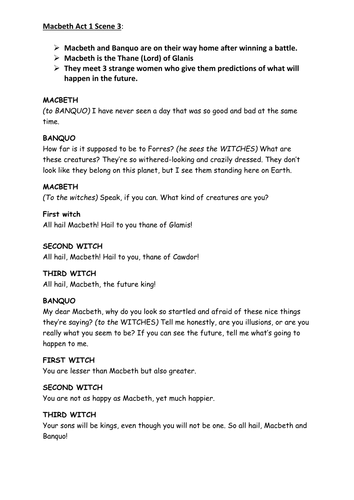 Macbeth - Act 1. Scence iii - Full lesson PP | Teaching Resources