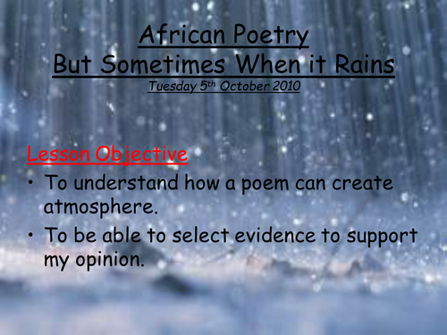 Sometimes When It Rains Poem by Niyi Osundre | Teaching Resources
