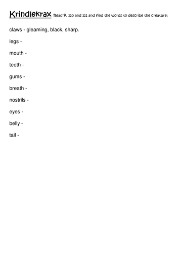 Krindlekrax - Describe the Creature | Teaching Resources