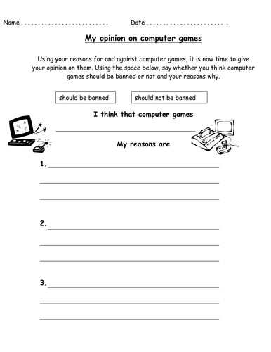 Writing:Are Computer Games Good or Bad? | Teaching Resources