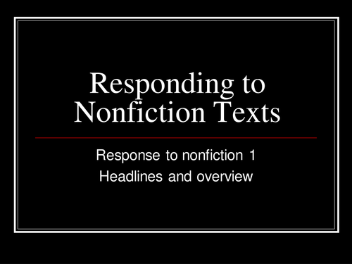 Responding to nonfiction texts | Teaching Resources