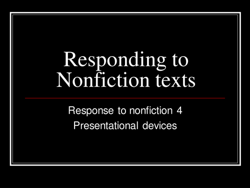 Responding to nonfiction texts | Teaching Resources
