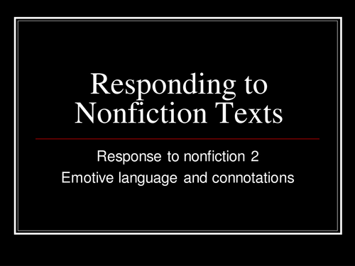 Responding to nonfiction texts | Teaching Resources