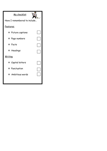 A checklist for completed work - self assessment | Teaching Resources