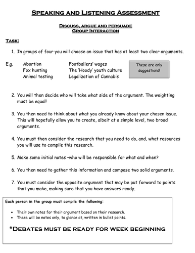 How to debate - Speaking and Listening | Teaching Resources