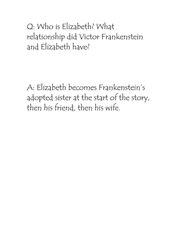 Frankenstein paired task questioning | Teaching Resources