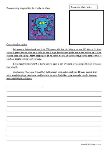 Use creativity to create an alien with scaffold | Teaching Resources