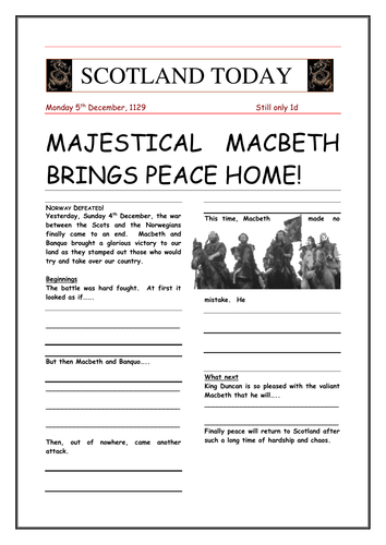 MacBeth Literature Activities Part 2 | Teaching Resources