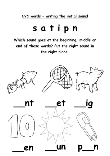 Spelling CVC words-writing initial sound 'satipn' | Teaching Resources