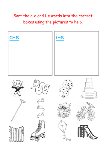 Jolly phonics - sorting 'a-e' and 'i-e' words | Teaching Resources
