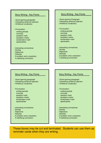 Key Points Card | Teaching Resources