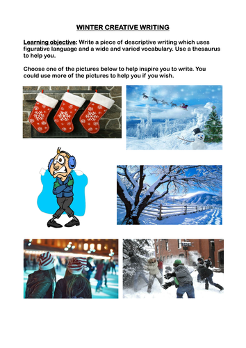 Winter creative writing task - using images | Teaching Resources