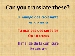 PowerPoint on "food verbs" - Manger/Boire/Prendre | Teaching Resources