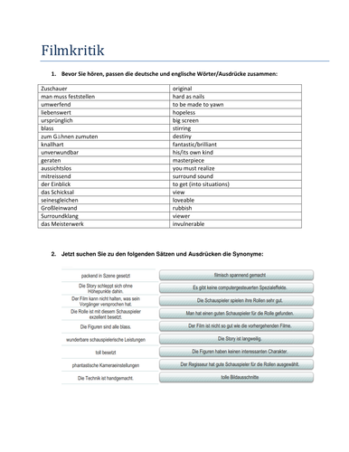 Filmkritik | Teaching Resources