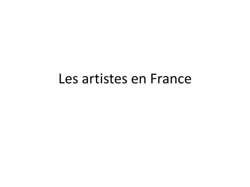 Les artistes en France | Teaching Resources