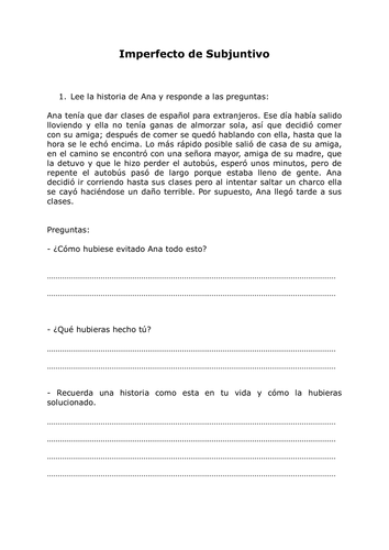 Imperfecto de Subjuntivo - actividades | Teaching Resources