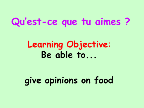 Qu'est-ce que tu aimes manger? - introduction | Teaching Resources