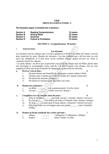 Sample paper for students | Teaching Resources