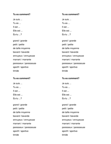 comment es tu? Key phrases | Teaching Resources