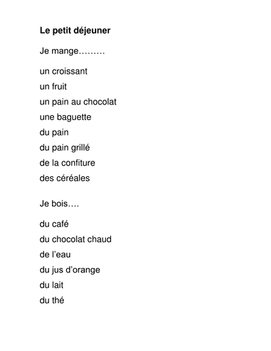 Le petit déjeuner | Teaching Resources