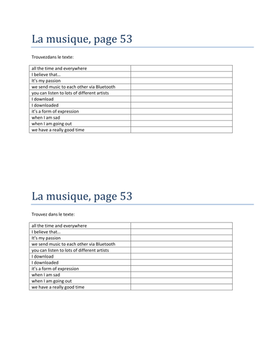 La musique | Teaching Resources
