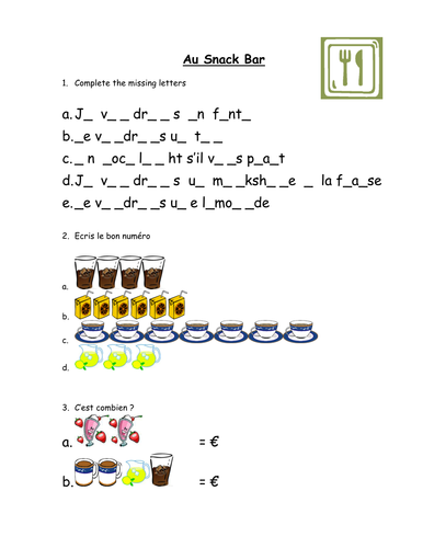 Au Snack Bar | Teaching Resources