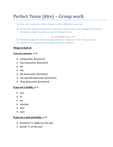 Perfect tense | Teaching Resources