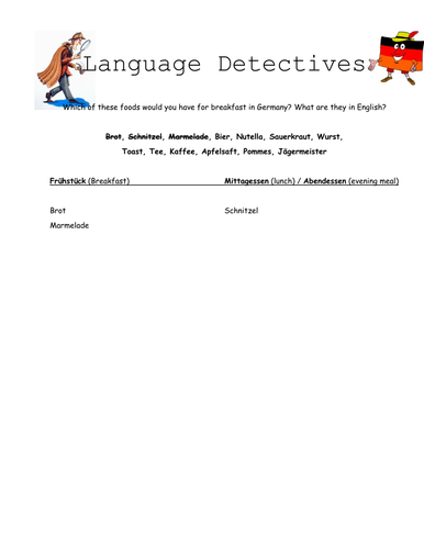 Food and drink - language detectives starter game | Teaching Resources