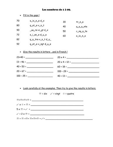Les chiffres de 1 a 100 | Teaching Resources