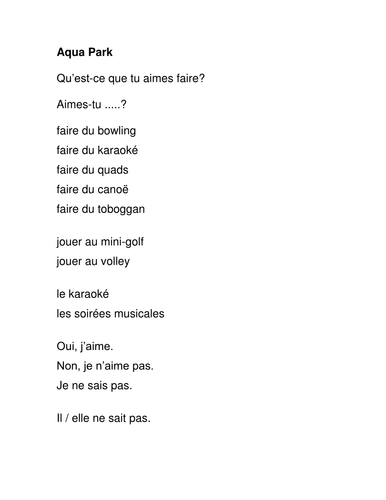 Aqua Park | Teaching Resources