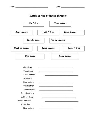 Avoir / freres et soeurs / | Teaching Resources