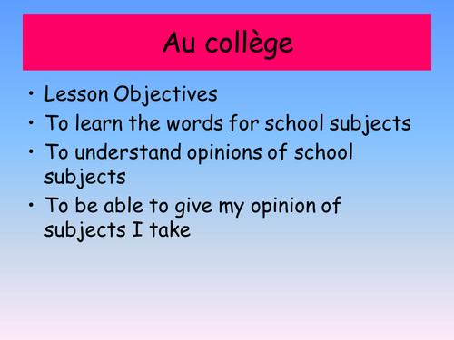 School subjects and opinions | Teaching Resources