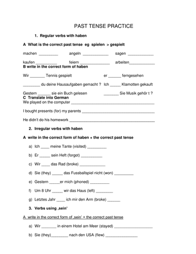 Perfect tense with haben & sein | Teaching Resources