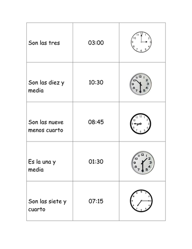 La Hora - game to practice time in Spanish | Teaching Resources