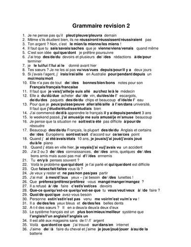 Révision de grammaire 1 | Teaching Resources
