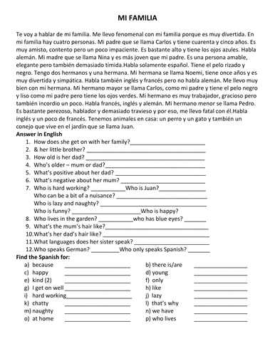 Mi familia | Teaching Resources
